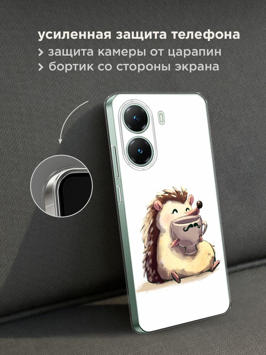 Силиконовый чехол на Poco X7 Pro / Поко X7 Про с принтом "Еж кофеман" — фото 1