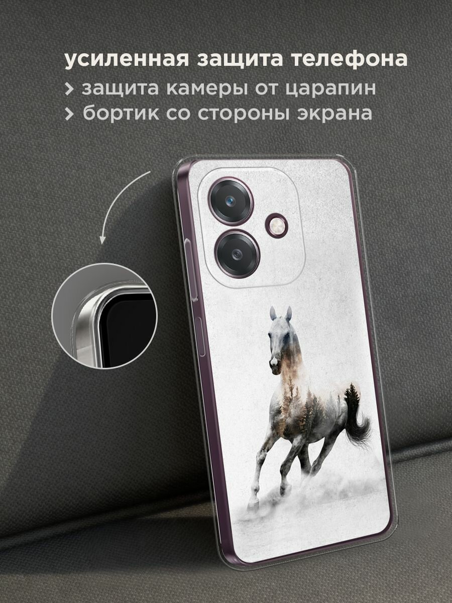 Силиконовый чехол на Oppo A3/A3x / Оппо А3/A3x с принтом "Лошадь лес" — фото 1
