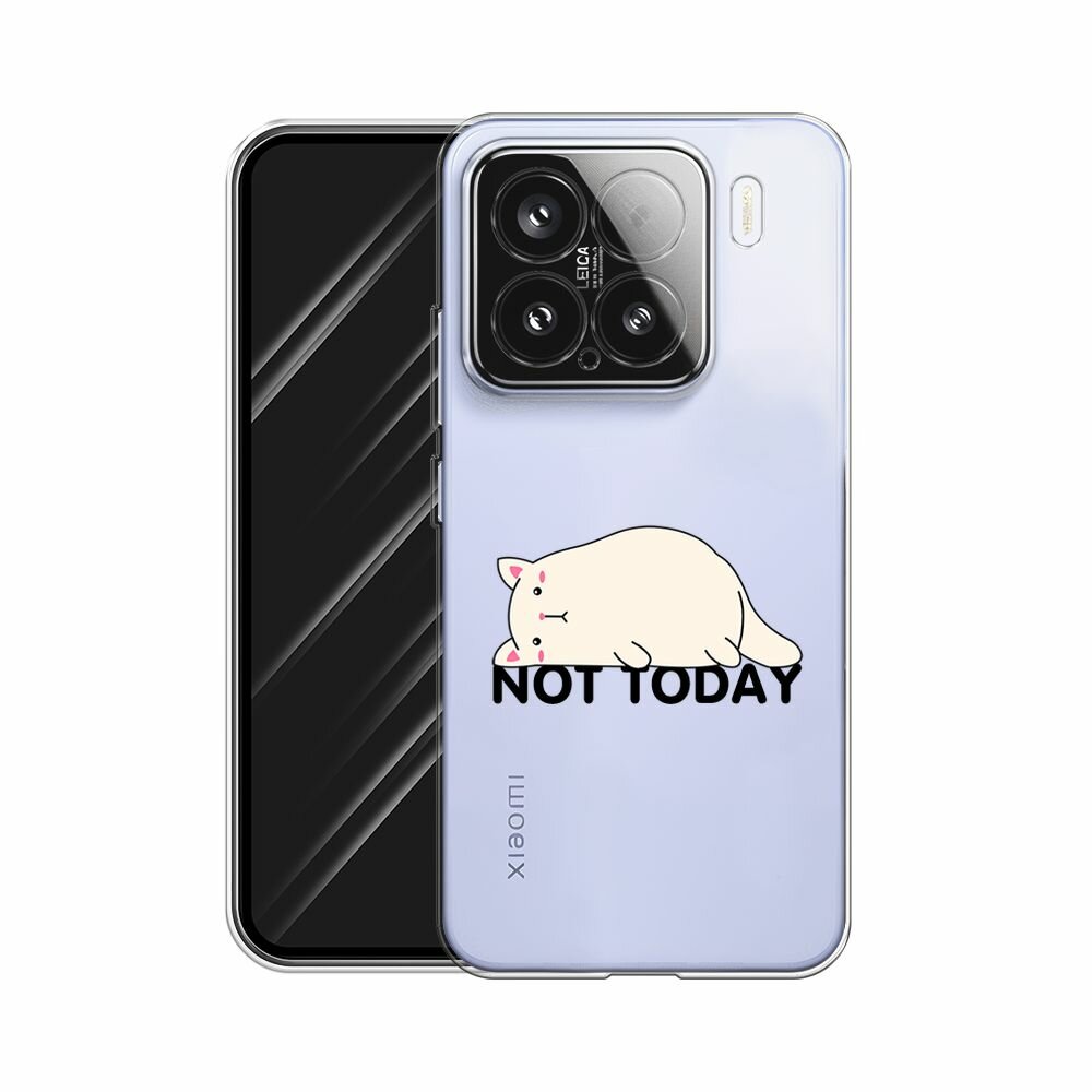 Чехол на Xiaomi 15 / Сяоми 15 с принтом "Cat not today", прозрачный — фото 1