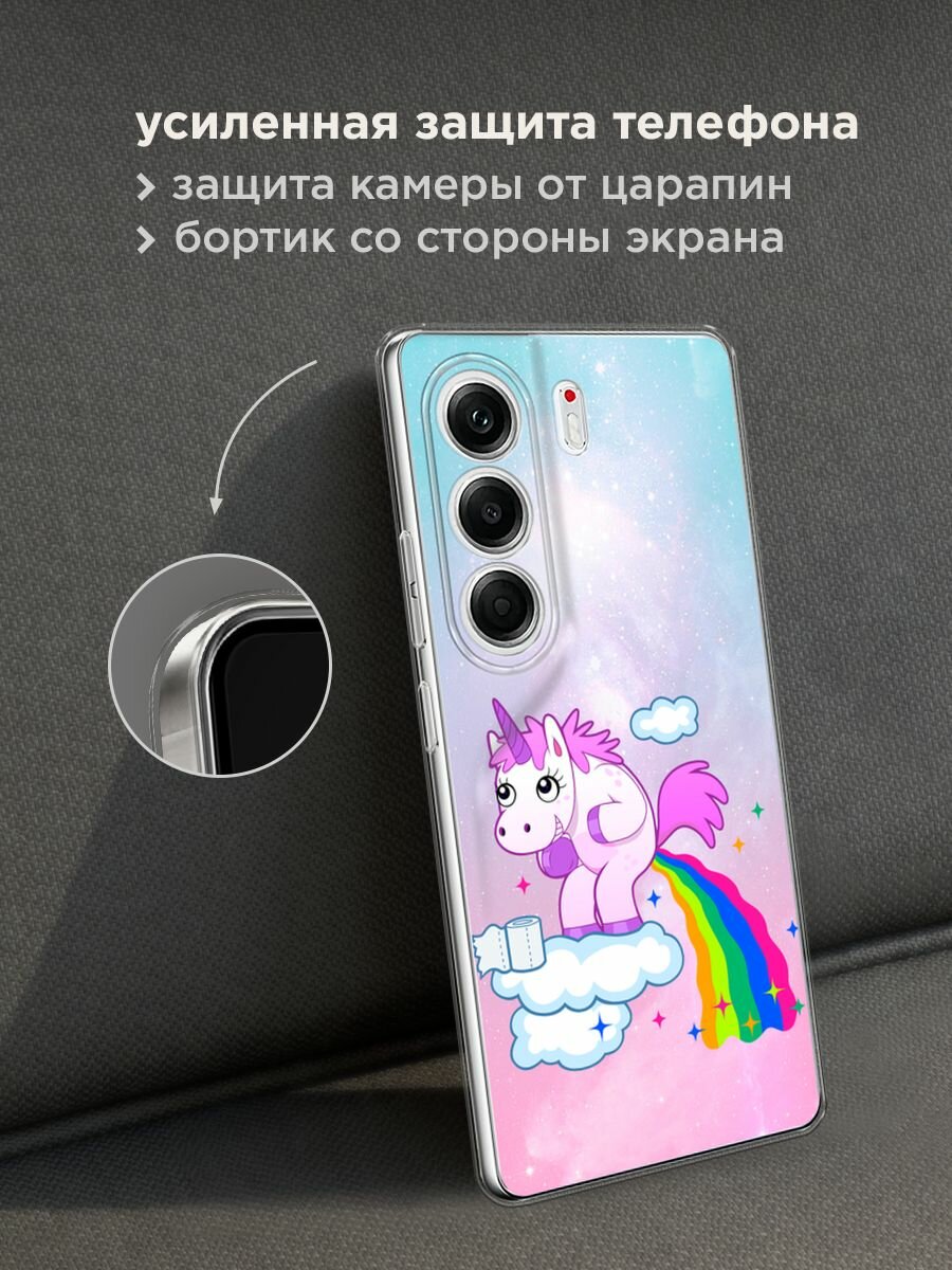 Чехол на Tecno Camon 40 Pro 5G / Текно Камон 40 Про 5G с принтом "Единорог какает" — фото 1