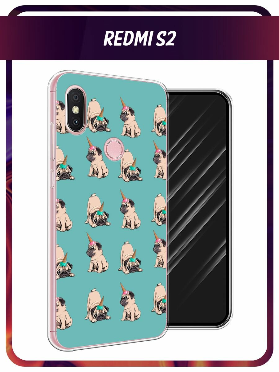 Чехол на Xiaomi Redmi S2 (Redmi Y2) / Сяоми Редми С2 (Редми Y2) с принтом сладкие мопсы
