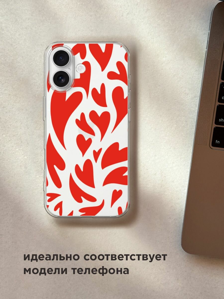 Чехол на Apple iPhone 17 / Айфон 17 с принтом "Crazy hearts 2 - 14 февраля", прозрачный — фото 1