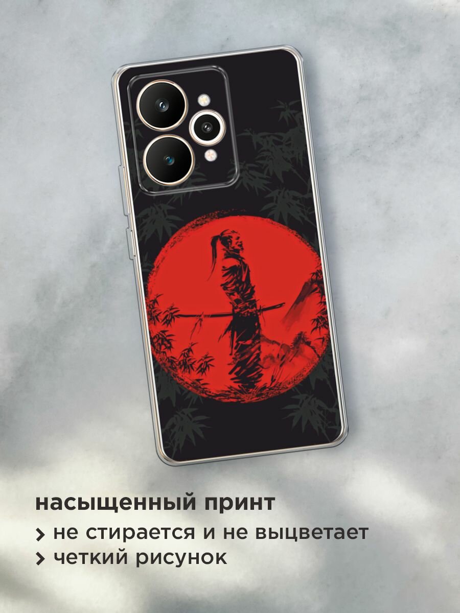 Чехол на Realme 15 / Реалми 15 с принтом "Самурай на красном фоне" — фото 1