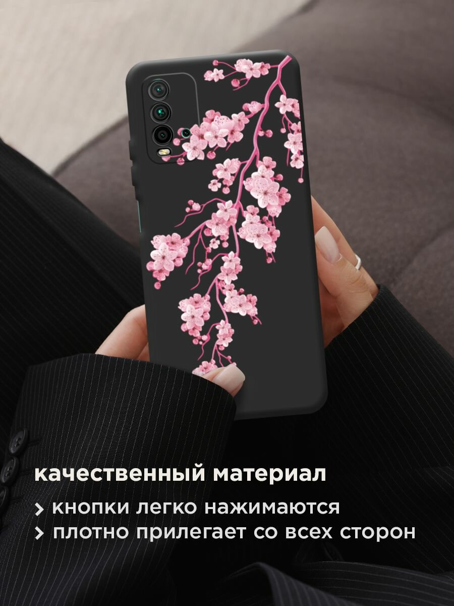 Чехол на Xiaomi Redmi 9T / Редми 9Т с принтом "Розовая сакура" — фото 1