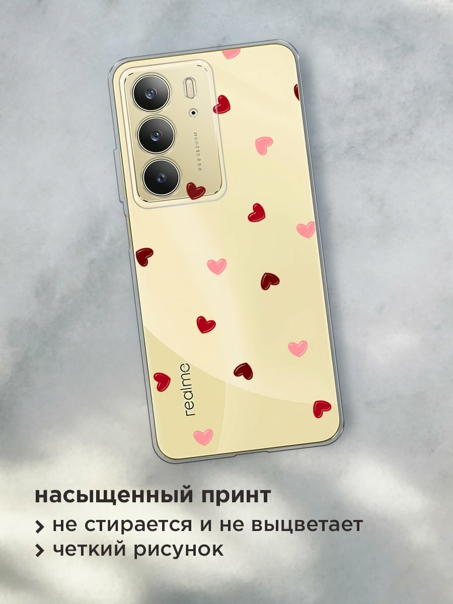 Чехол на Realme C75 4G / Реалми C75 4G с принтом "Бордовые сердечки 2" — фото 1