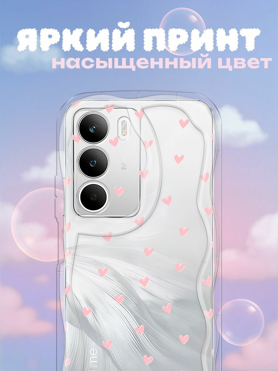Чехол на Realme C71/P3 Lite 4G / Реалми С71/P3 Лайт 4G/P3 Лайт 4G с принтом Маленькие нежные сердечки — фото 1