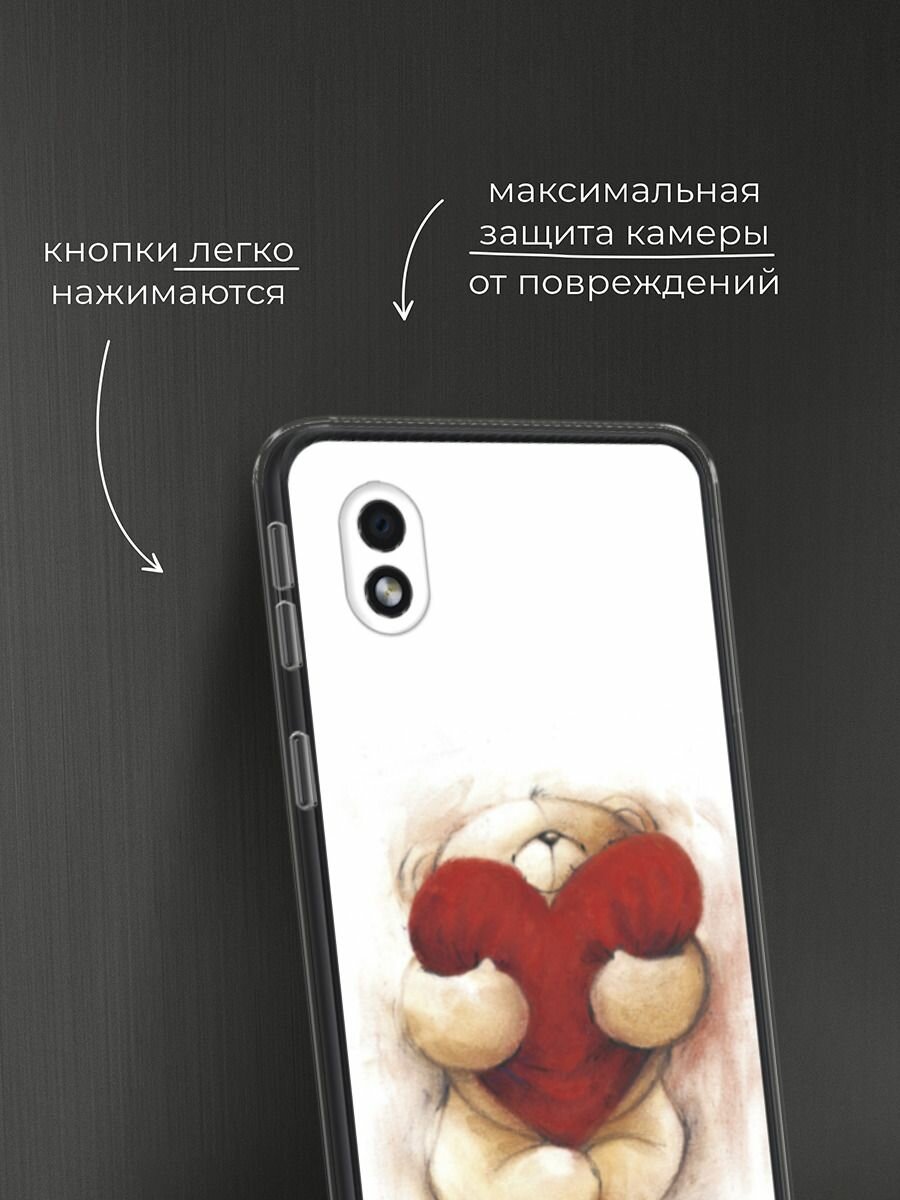 Чехол на Samsung Galaxy A01 Core / Самсунг Галакси А01 Core с принтом "Мишка с сердцем 1" — фото 1