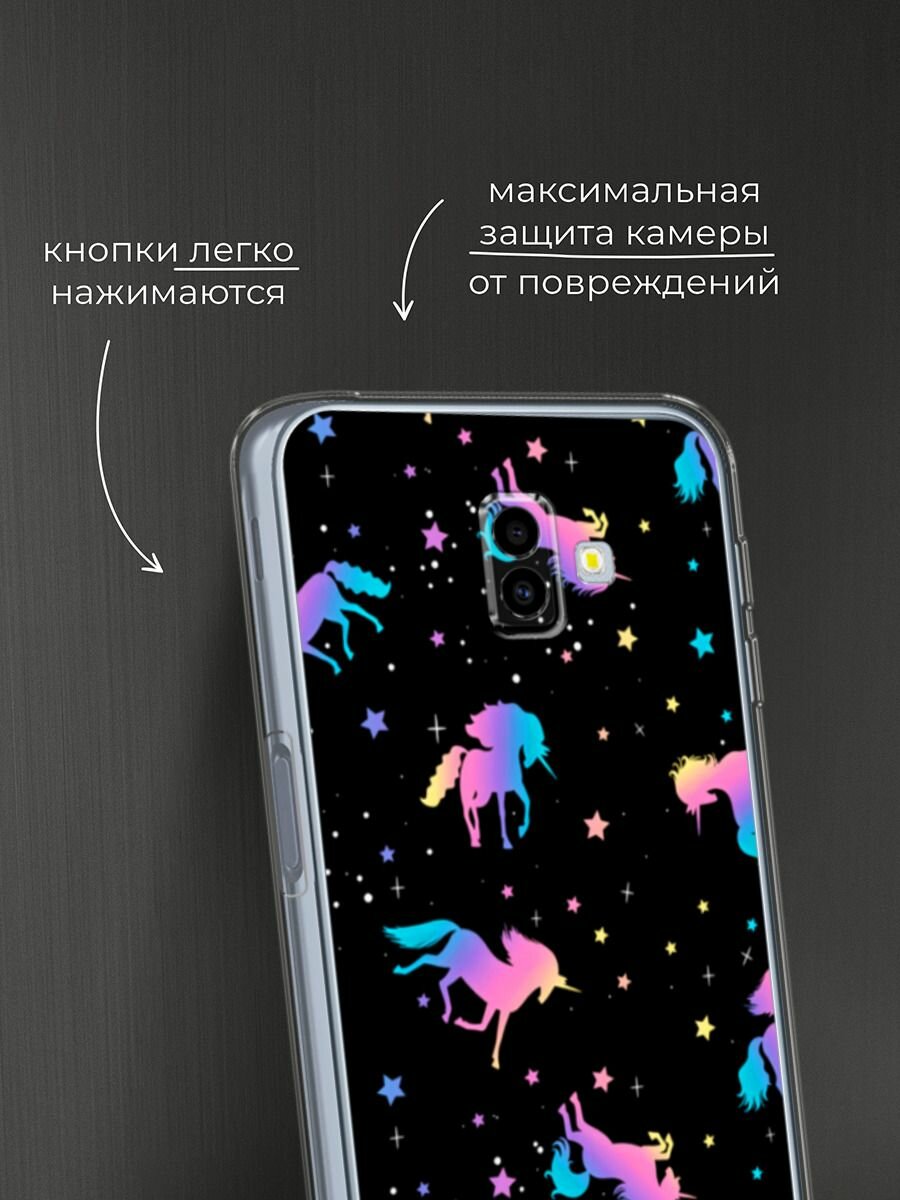 Чехол на Samsung Galaxy J6 + / Самсунг Галакси J6 Плюс 2018 с принтом "Единороги градиент" — фото 1