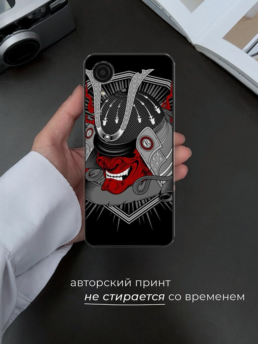Чехол на Samsung Galaxy A03 Core / Самсунг Галакси А03 Core с принтом "Красная маска самурая" — фото 1