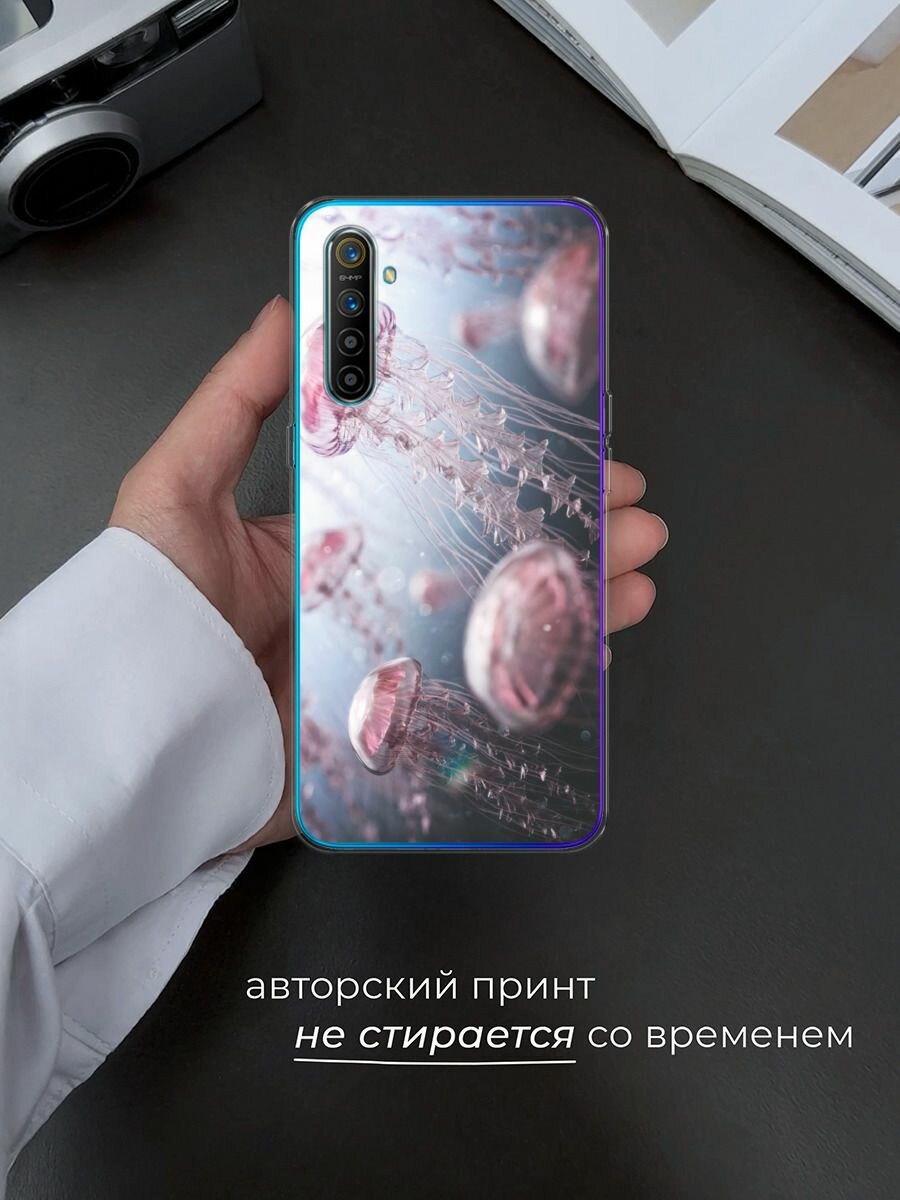 Силиконовый чехол на Realme XT / Реалми XT с принтом "Медузы" — фото 1