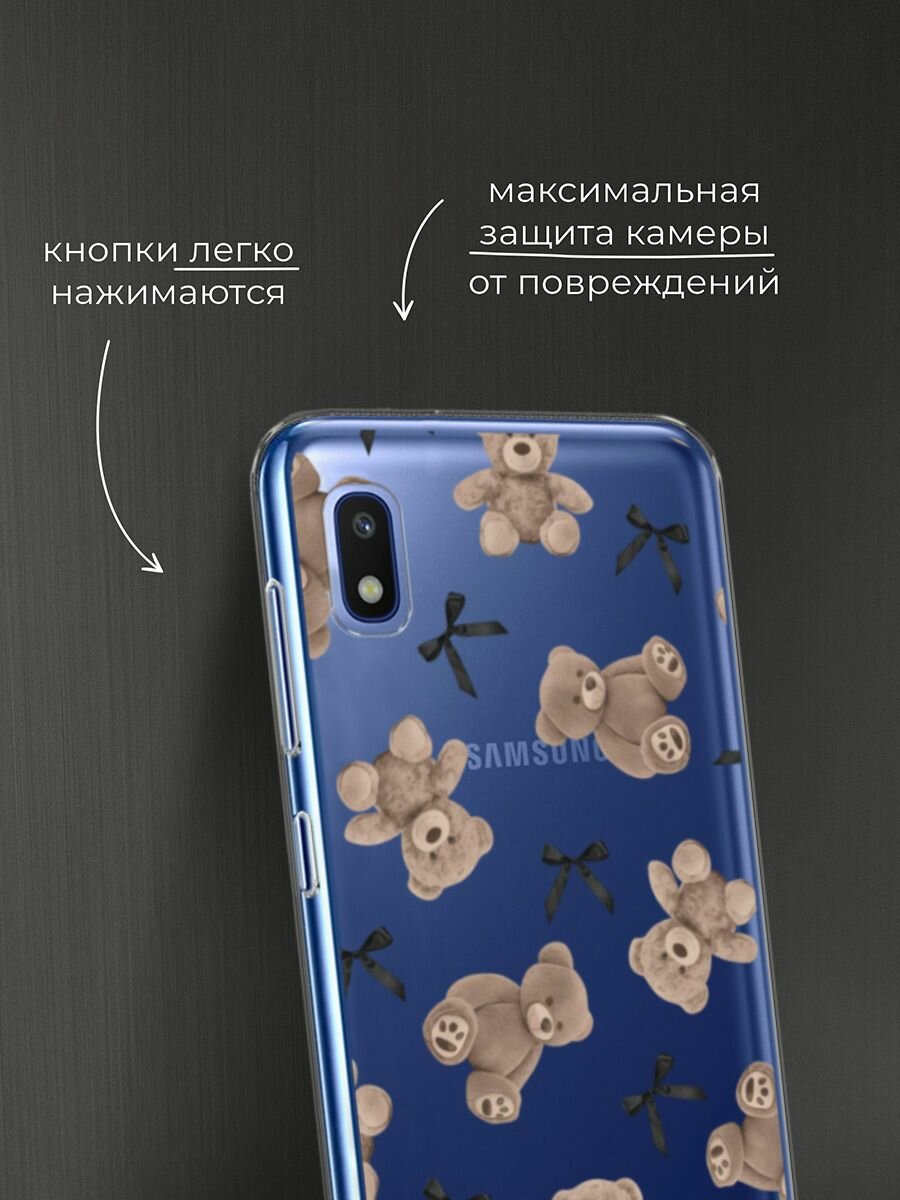 Чехол на Samsung Galaxy A10 / Самсунг Галакси А10 с принтом "Плюшовые мишки 2", прозрачный — фото 1