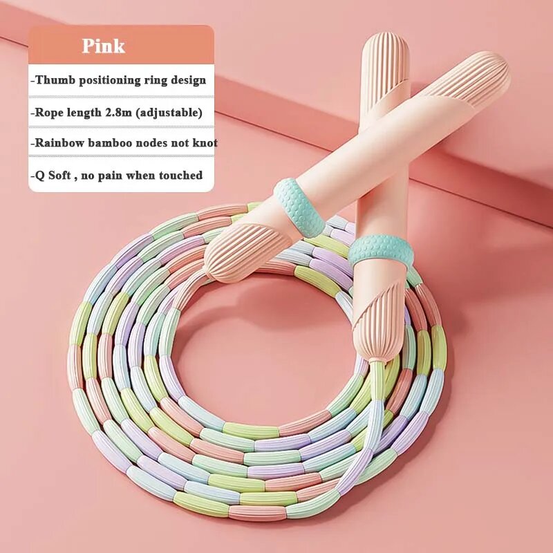 Бамбуковая скакалка для фитнеса JJ0087 Розовый, rainbow pink