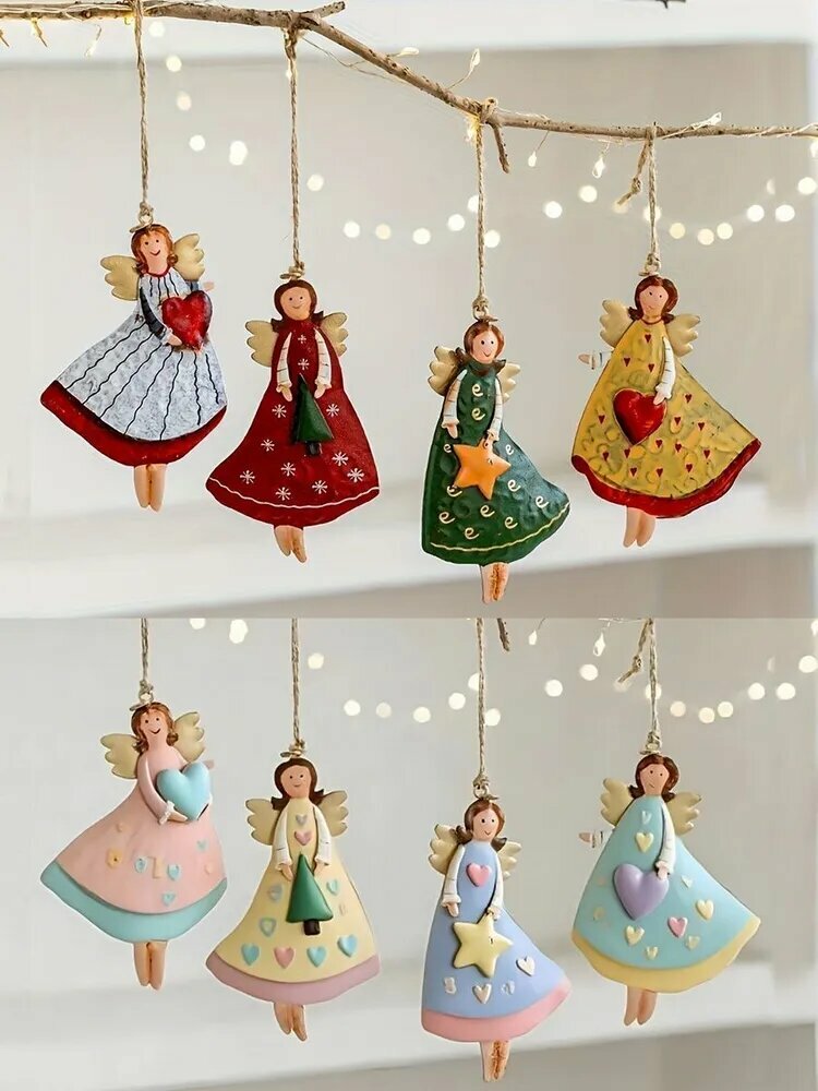 Елочные украшения Ангел разноцветный 8 шт.