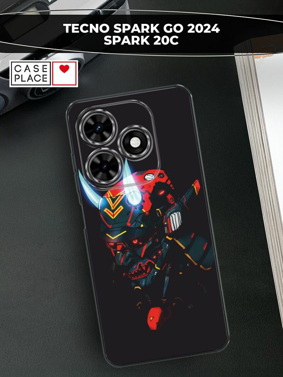 Чехол на Tecno Spark Go 2024/Spark 20C / Текно Спарк Го 2024/Спарк 20C с принтом "Неоновый самурай"