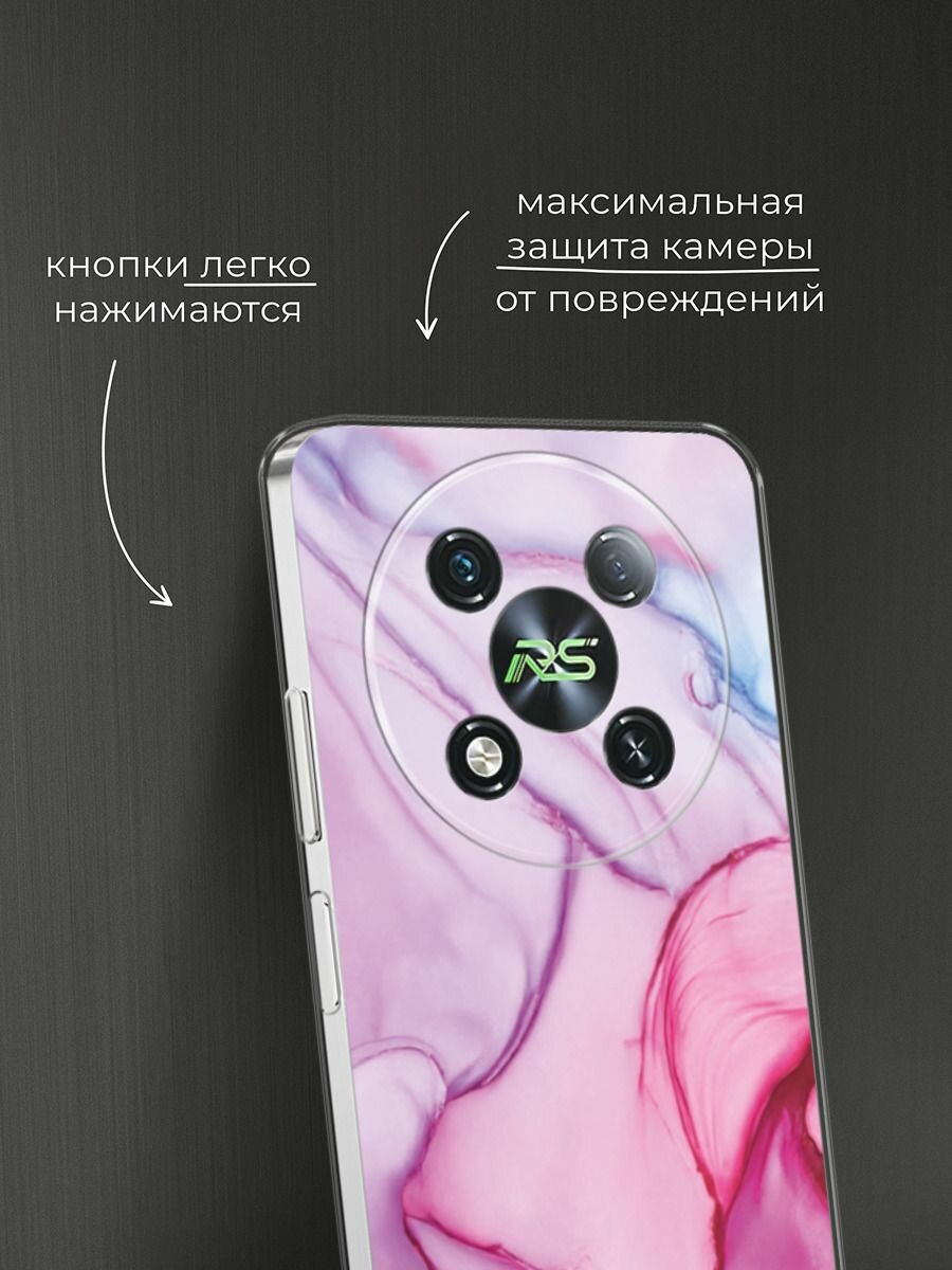 Чехол на Itel RS4 / Ител РС4 с принтом "Розовые мраморные разводы" — фото 1