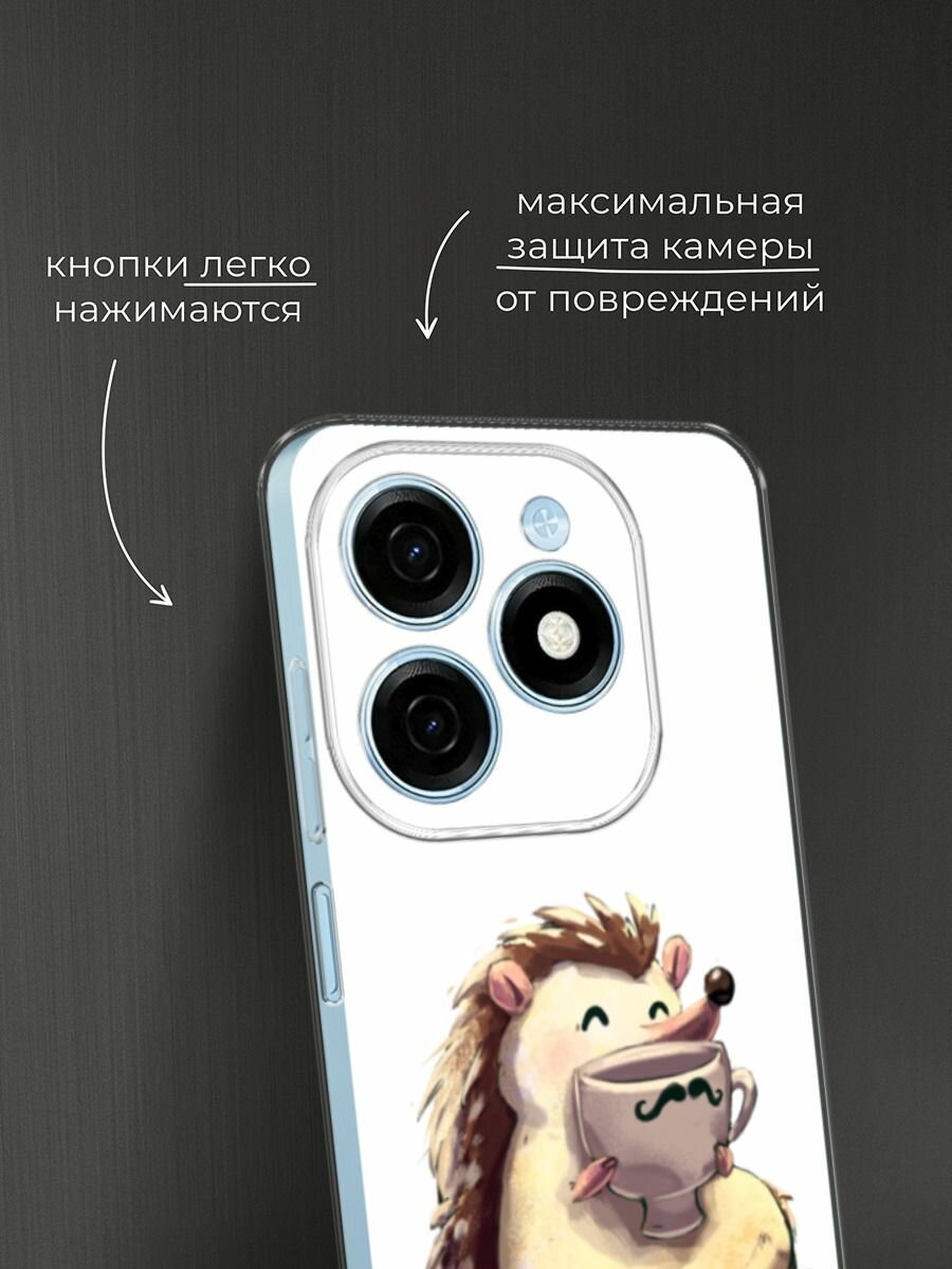 Чехол на Tecno Spark 20 / Текно Спарк 20 с принтом "Еж кофеман" — фото 1