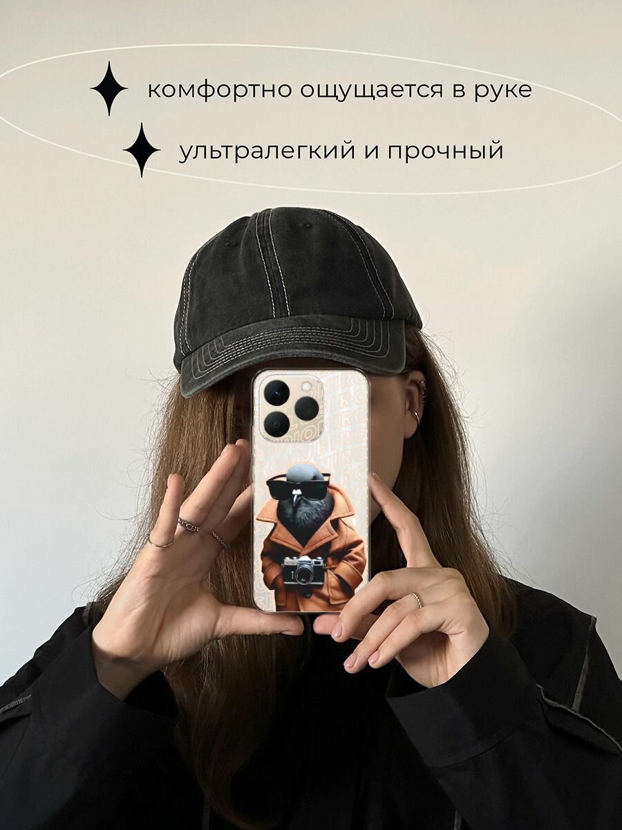 Чехол на Realme 15T / Реалми 15Т с принтом "Шпиониро голубиро 2", прозрачный — фото 1