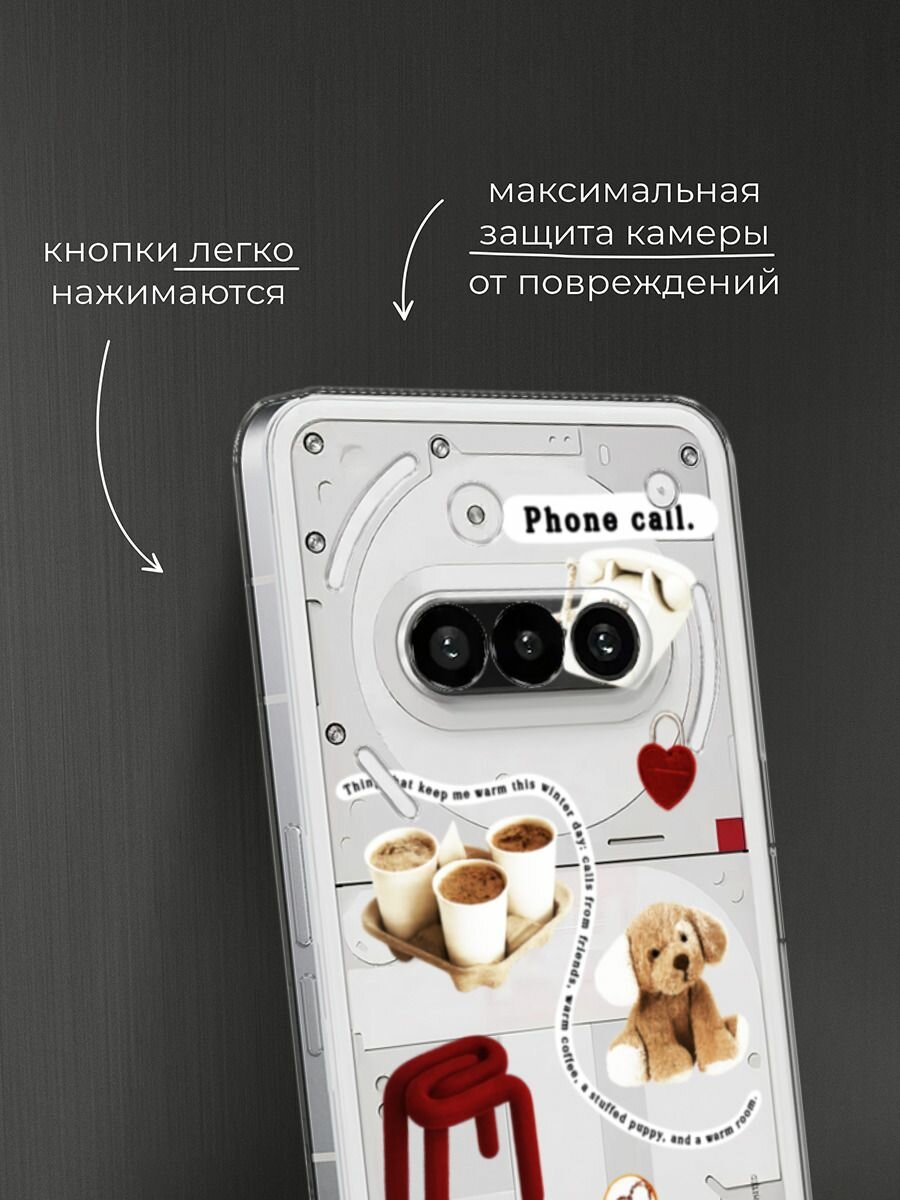 Чехол на Nothing Phone 3a / Нотинг Фон 3а с принтом "Phone call", прозрачный — фото 1