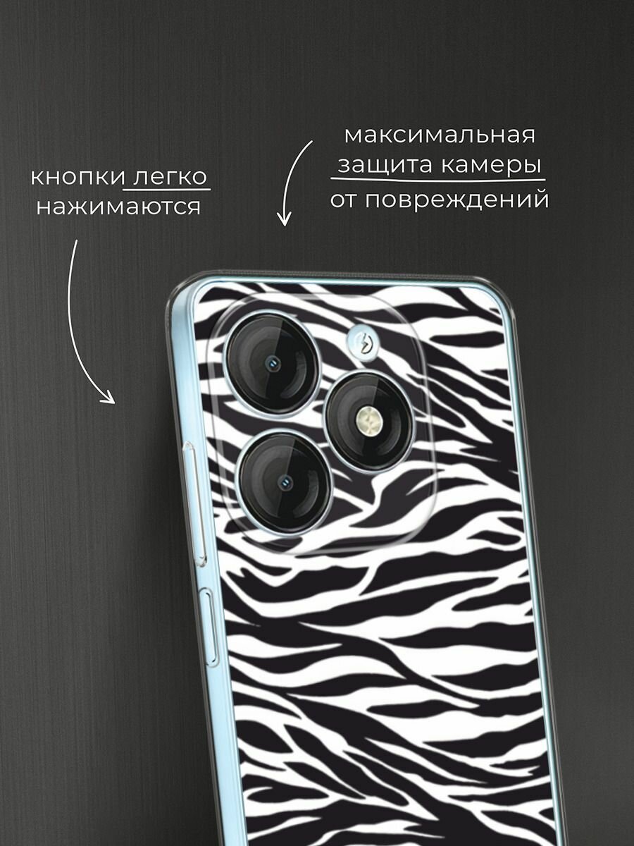 Силиконовый чехол на Itel P55 / Ител Р55 с принтом "Принт зебра" — фото 1
