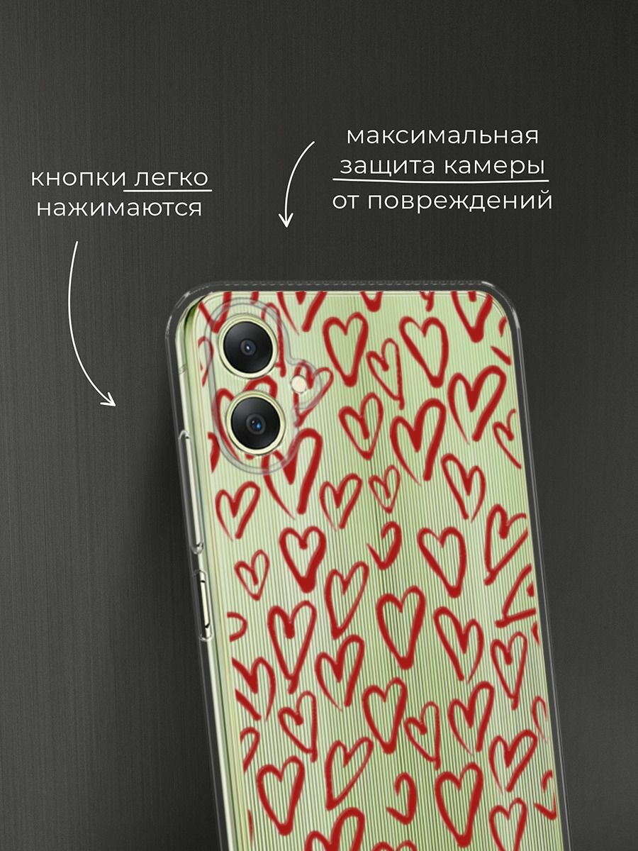 Чехол на Samsung Galaxy A06 / Самсунг Галакси А06 с принтом "Легкие бордовые сердечки" — фото 1