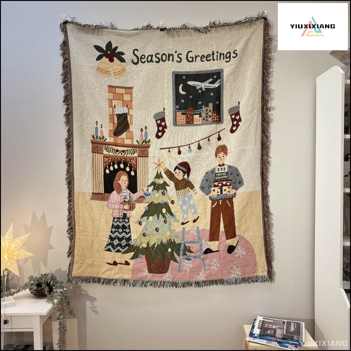 Эксклюзивное пледодеяло Season's Greetings 130х160 см в стиле ретро