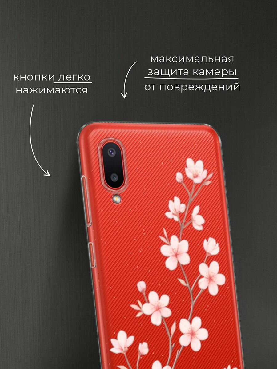 Чехол на Samsung Galaxy A02 / Самсунг Галакси А02 с принтом "Веточка сакуры 2" — фото 1