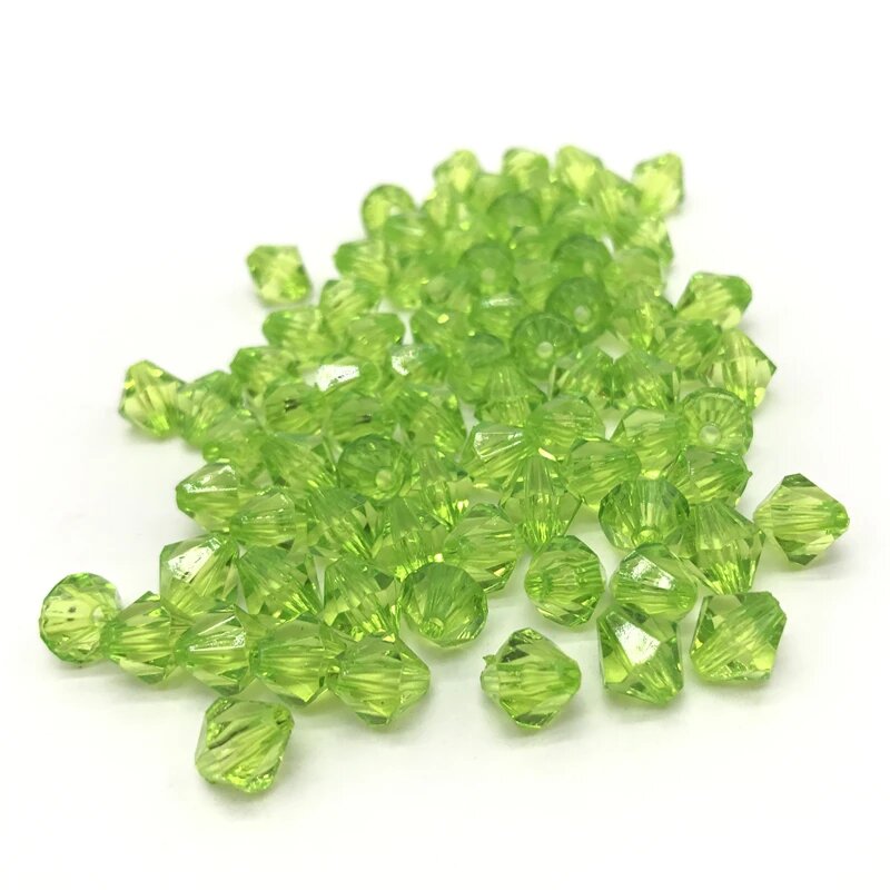 Бусины биконусные акриловые граненые, 6/8/10 мм, Изумрудный, 6mm 200pcs