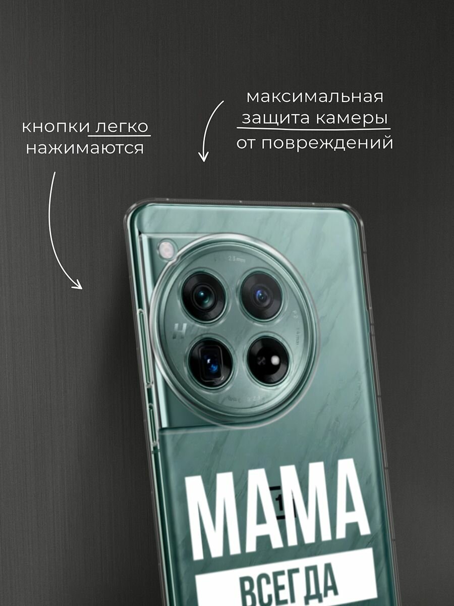 Чехол на OnePlus 12 / Ван Плас 12 с принтом "Мама права", прозрачный — фото 1