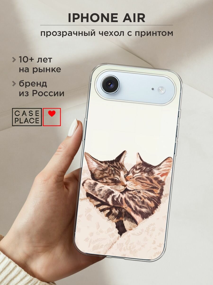 Чехол на Apple iPhone Air / Айфон Айр с принтом "Влюбленные котейки - 14 февраля"