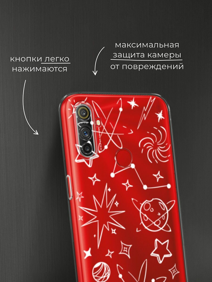 Чехол на Realme C3 / Реалми C3 с принтом "Космическая вселенная", прозрачный — фото 1