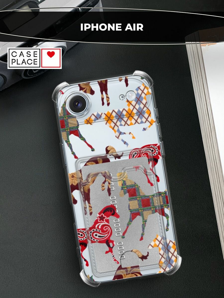 Чехол на Apple iPhone Air (Айфон Айр) с картой и принтом "Паттерн лошади"