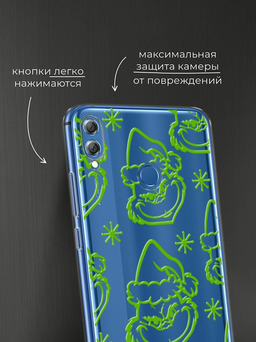 Чехол на Honor 8X / Хонор 8Х с принтом "Зеленый Гринч 3" — фото 1
