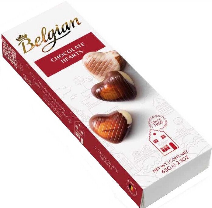 Шоколад The Belgian, Chocolate Hearts, 7 pieces, 65 г