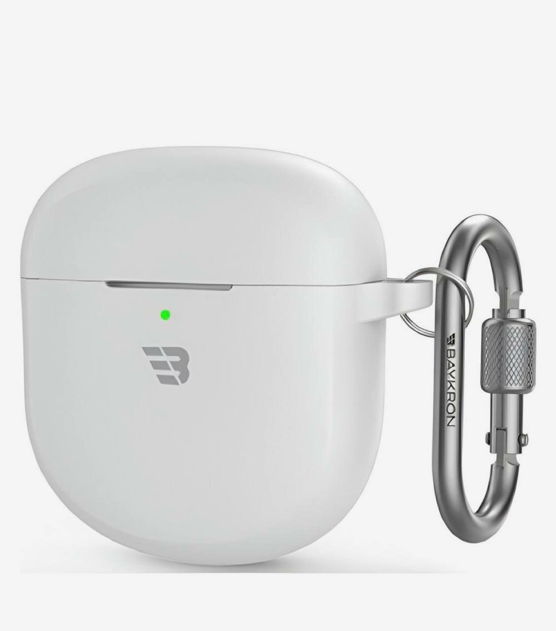 Чехол Baykron для наушников Bose Ultra Earbuds, Premium силиконовый с карабином, белый