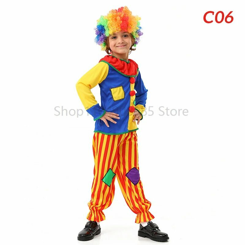 Детский костюм клоуна, полиэстер, 6 цветов L, style 6-No wig