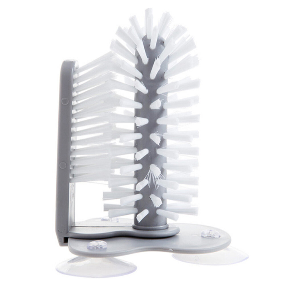 Water Bottle Cleaning Brush Glass Washer Cleaner Cup with Suction Base Bristle for