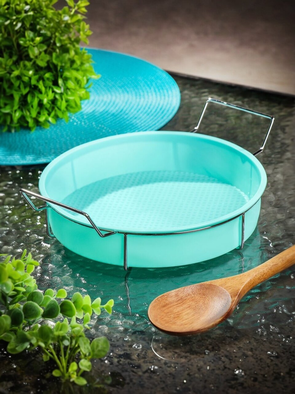 Силиконовая форма для выпечки круглая, 24.5х5 см, с металлическим каркасом