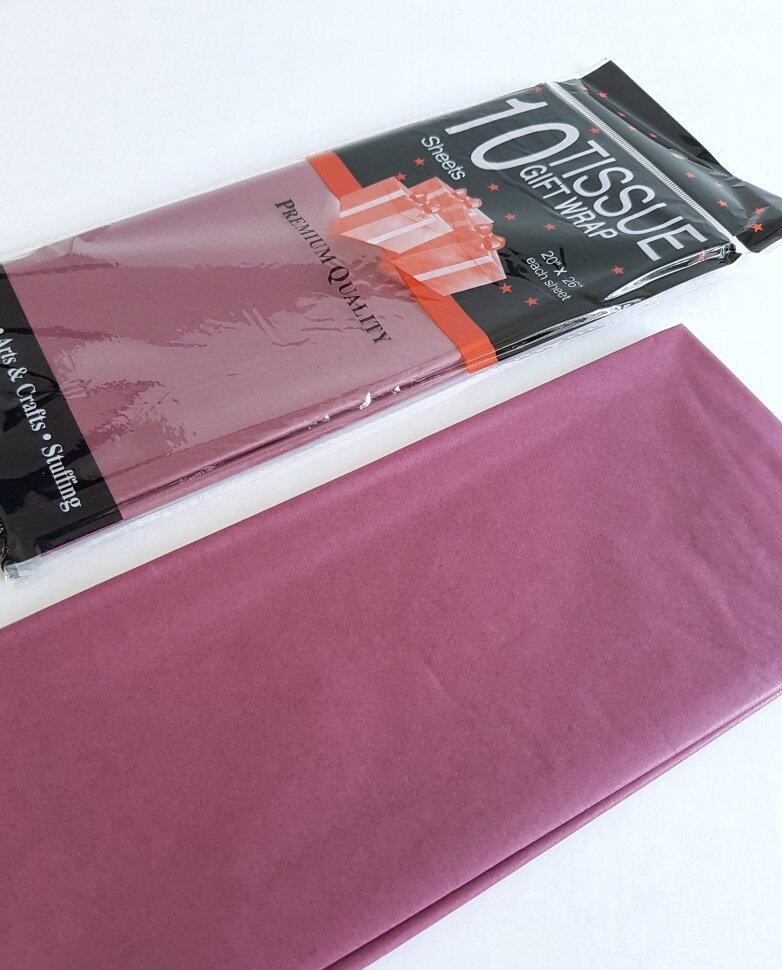 Бумага тишью в листах 20"* 20" 50 см*50 см винный цвет 10 листов