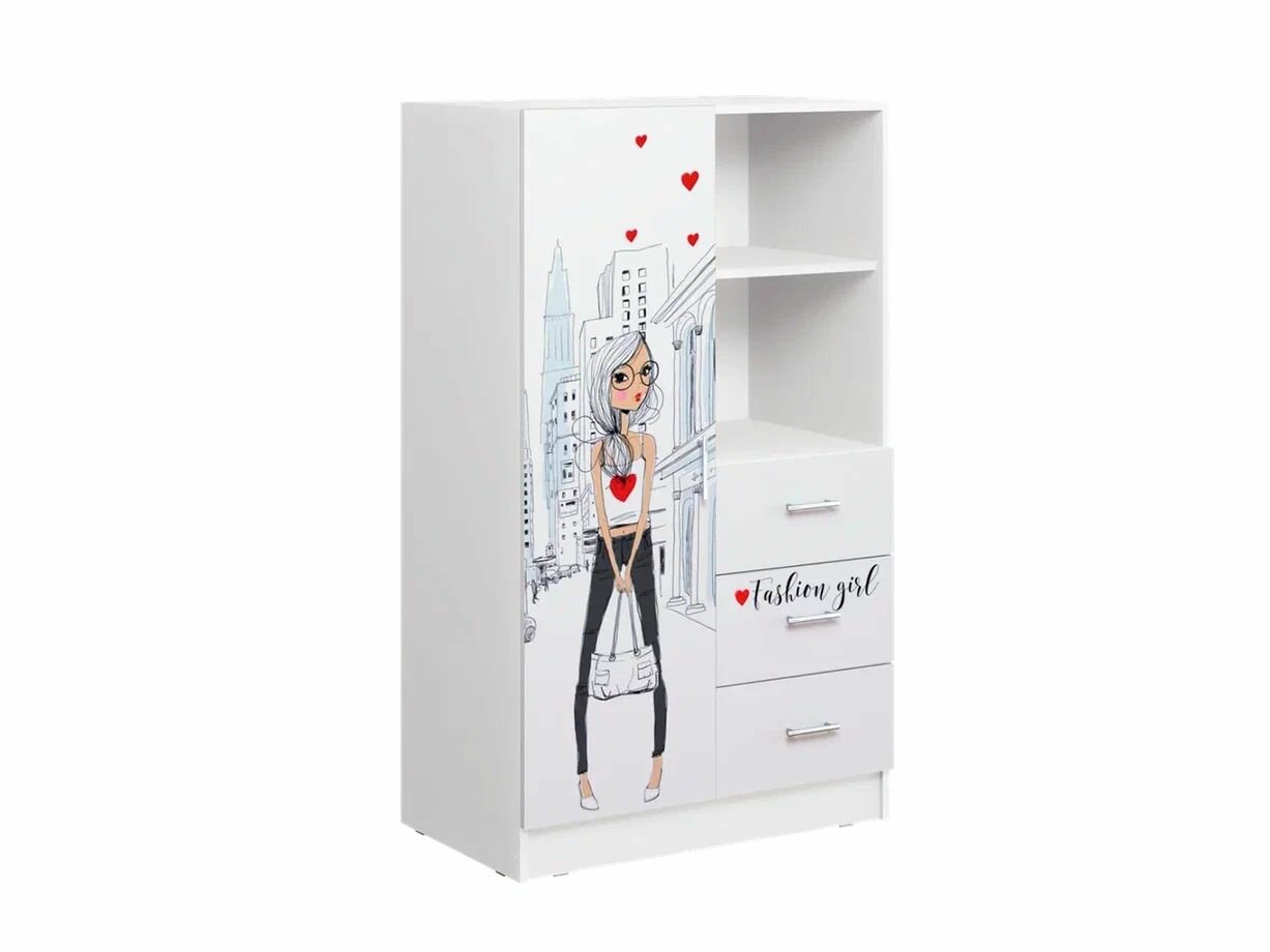 Шкаф комбинированный Вега NEW Girl (Белый) 1300х800х400