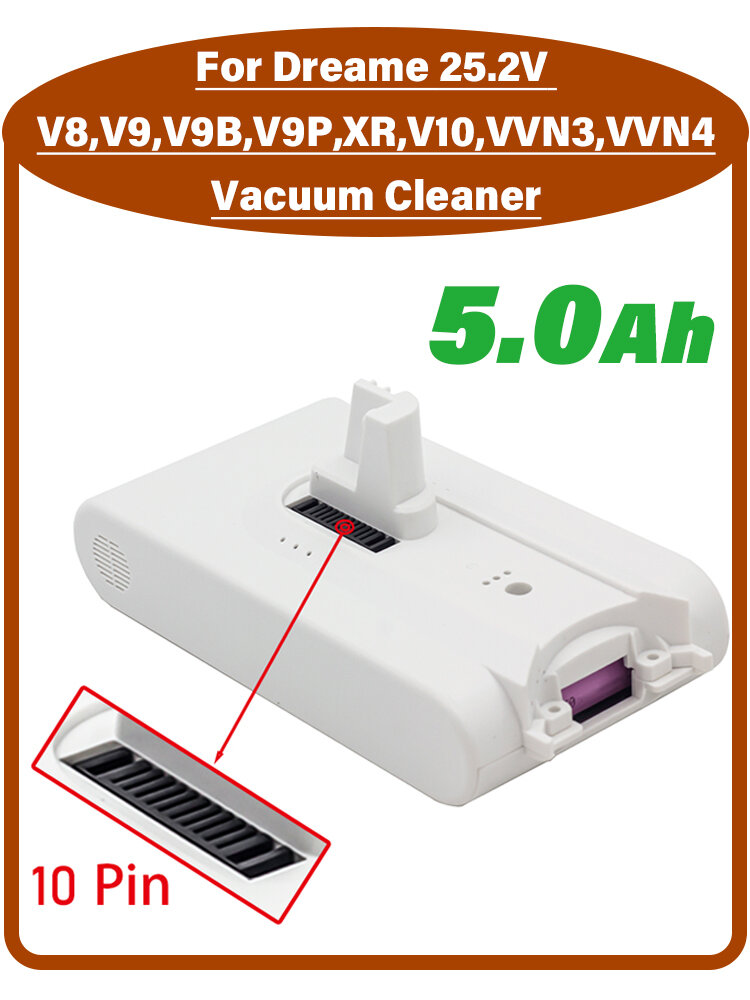 Подзарядка Аккумулятор для пылесоса Dreame V10 V9 V9B V9P XR V9P V8 VVN3 VVN4 - батарея 25.2V 5000mAh