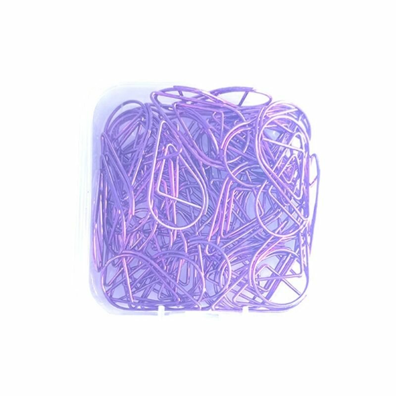 50 шт, скрепки для бумаги в форме капли воды-фиолетовый