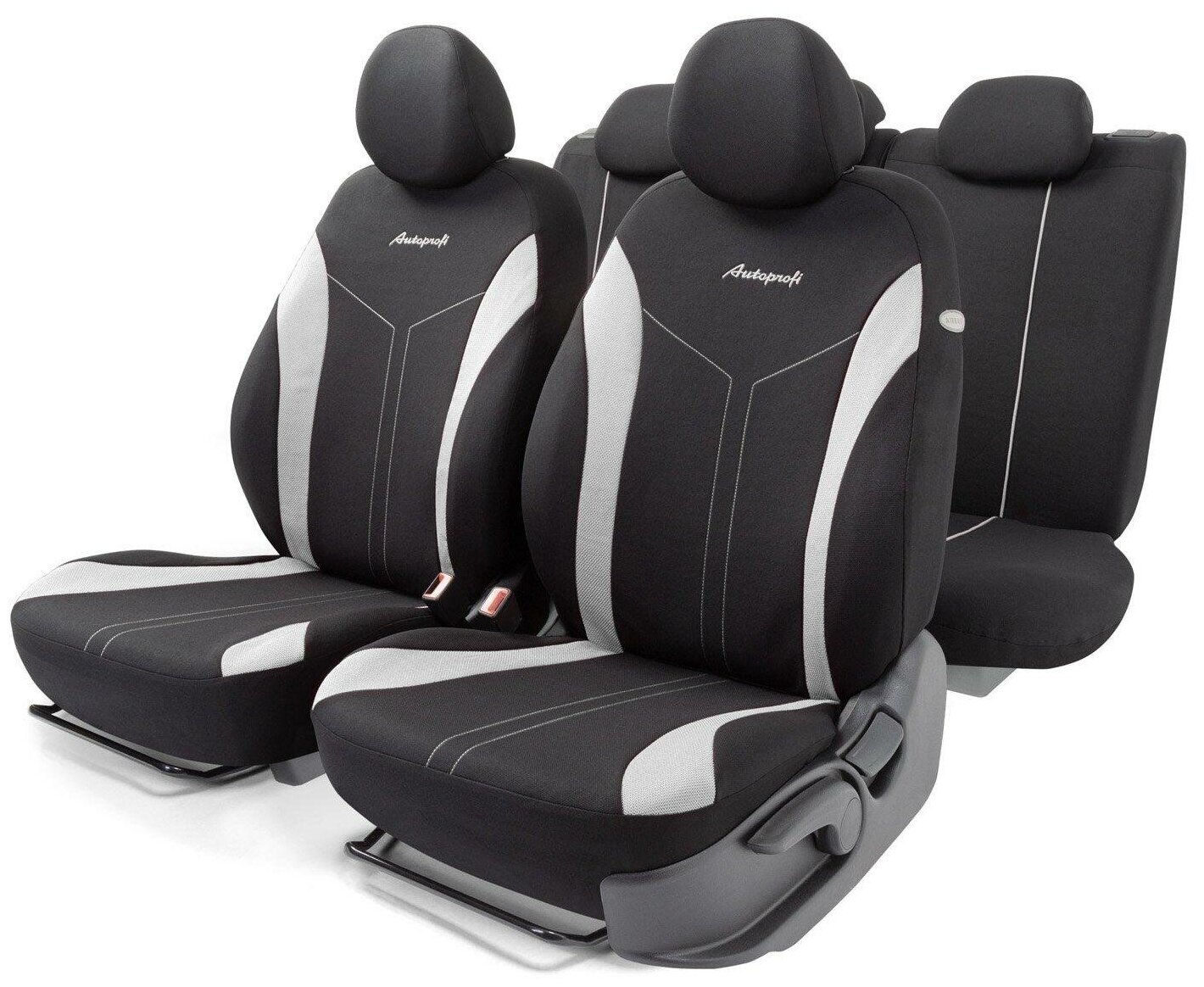AUTOPROFI FLX-1102 BK/WH Авточехлы FLEX, материал износостойкий полиэстер, вставки из хлопка, 2 мм поролон, новое лекало - 3D крой, 11 предметов, валики для быстрой фиксации переднего ряда, 5 подголовников, 2 молнии, AIRBAG чёрн./белый