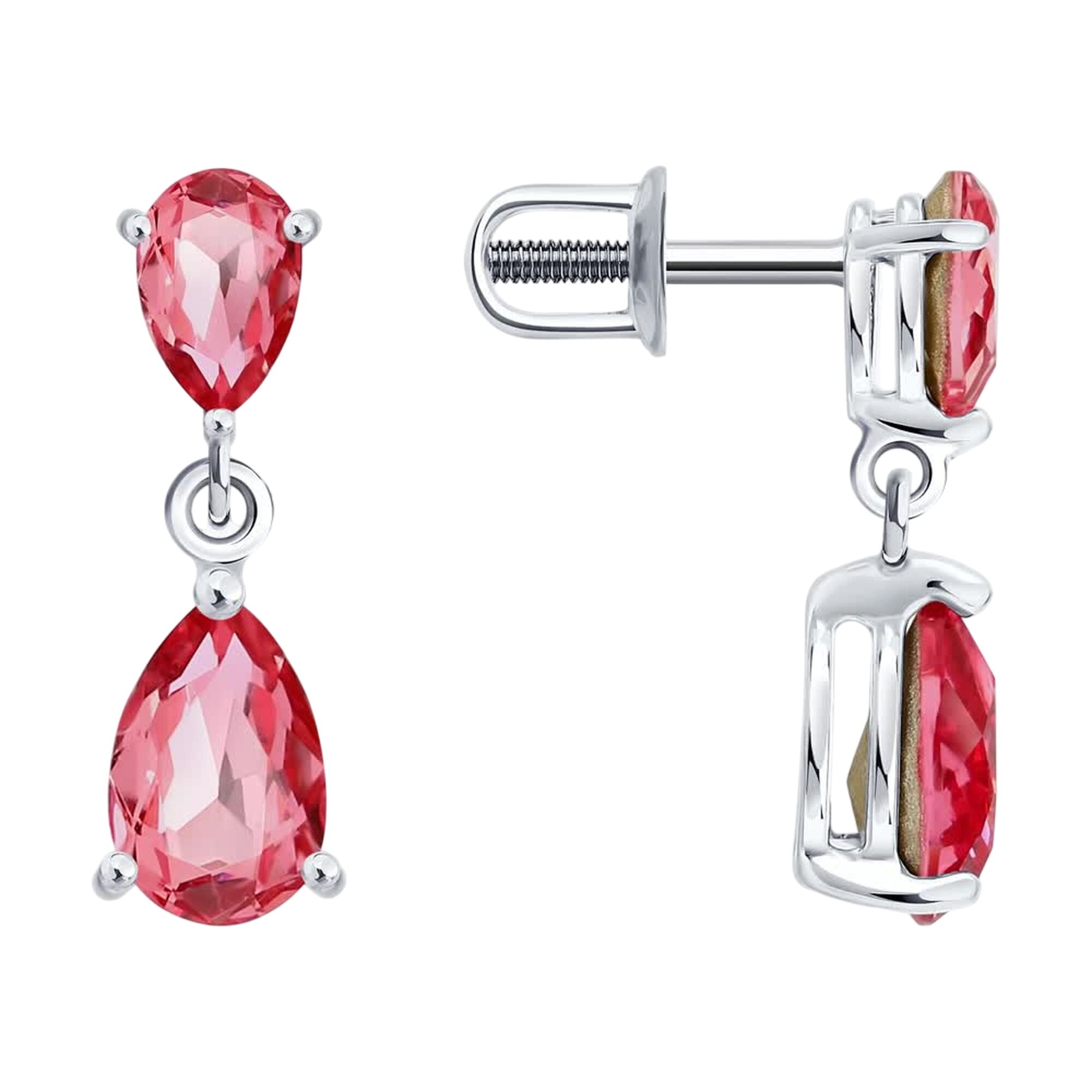 Серьги, серебро, 925 проба, родирование, кристалл