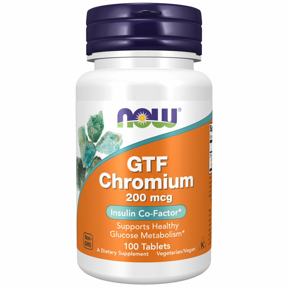 Now Foods Хром Глицинат Никотинада GTF Chromium 200 mcg, 100 таблеток