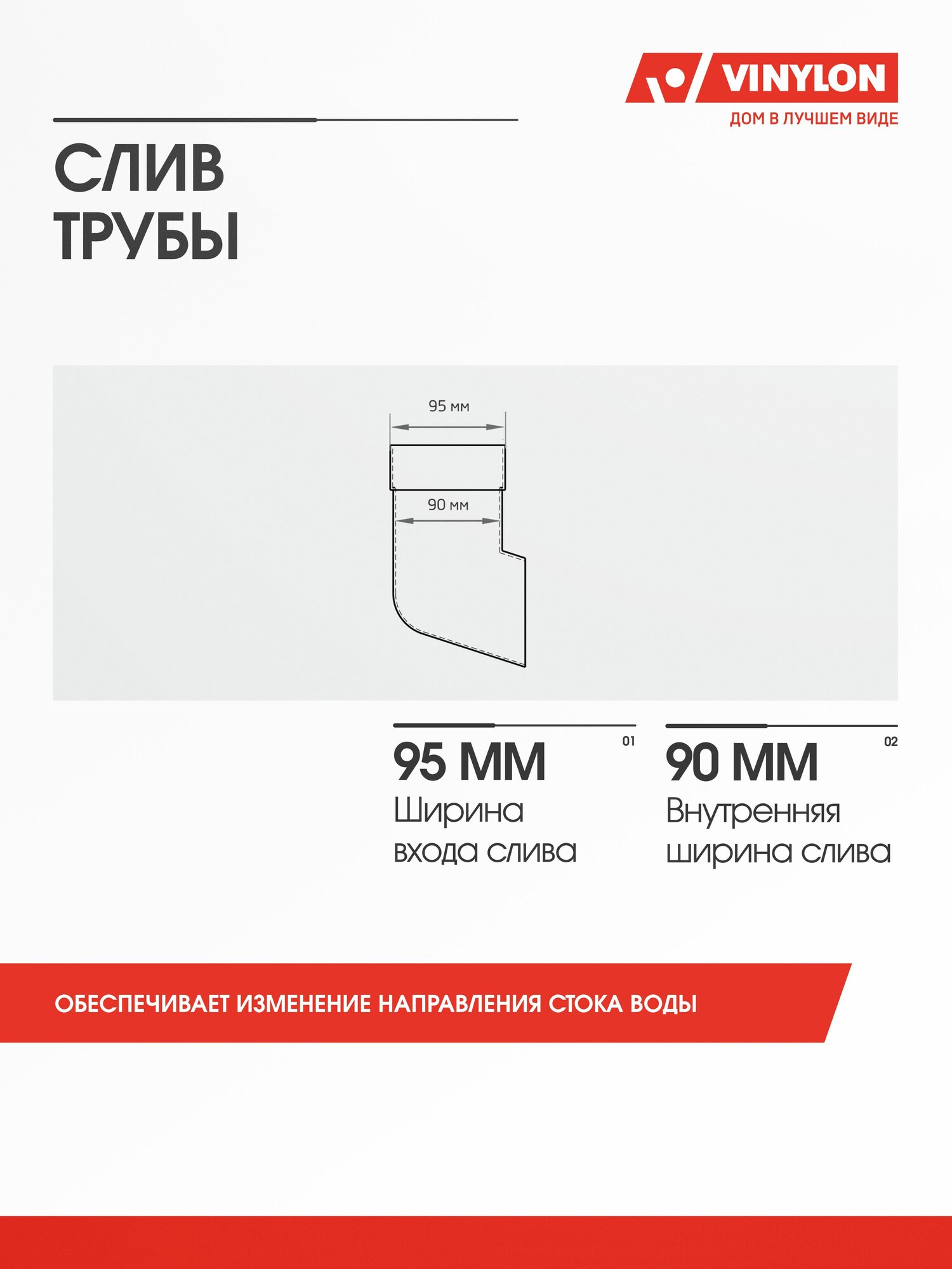 Слив трубы Vinylon белый — фото 1