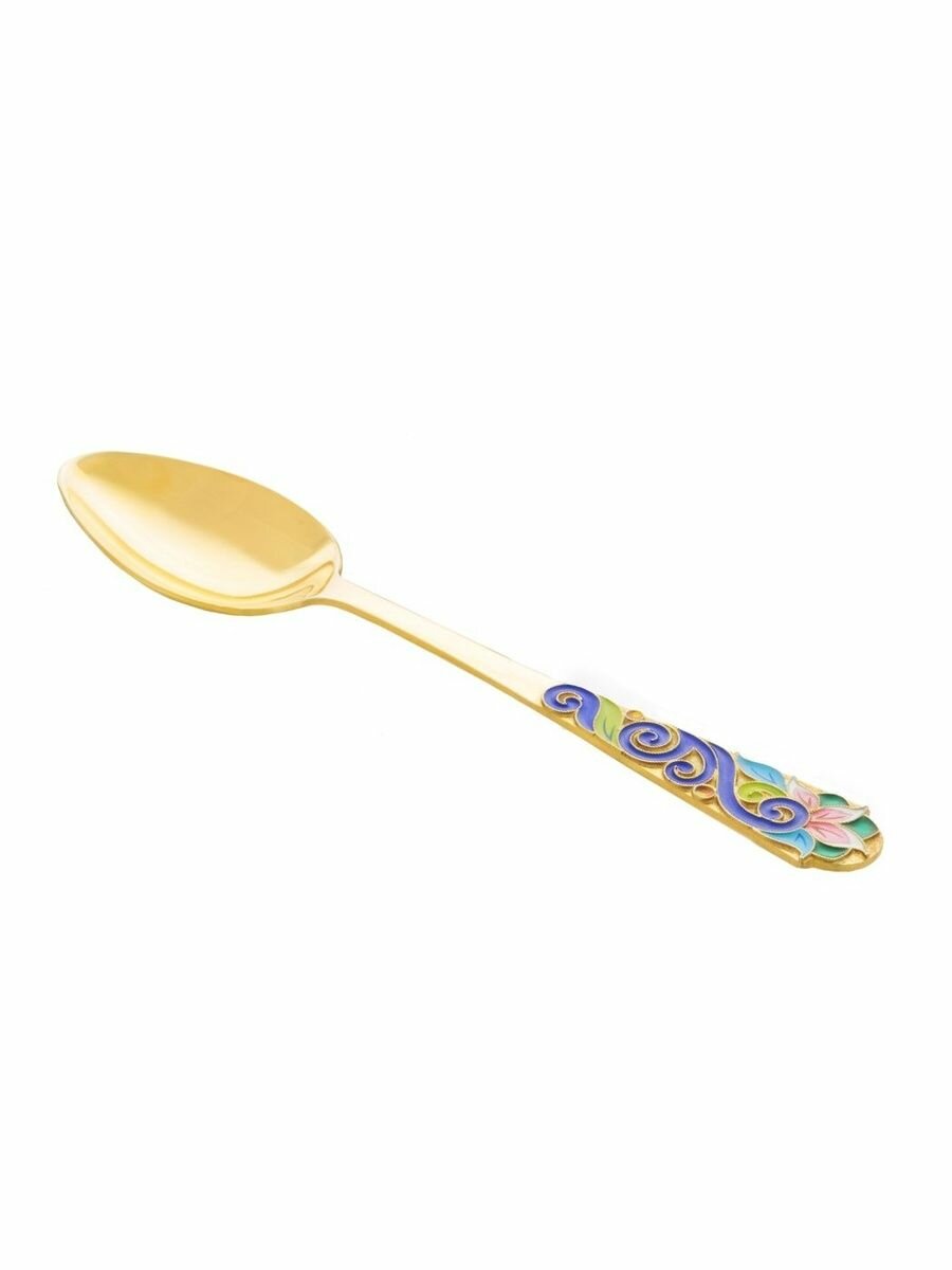 Ложка чайная из серебра 925 пробы с позолотой и перегородчатой эмалью