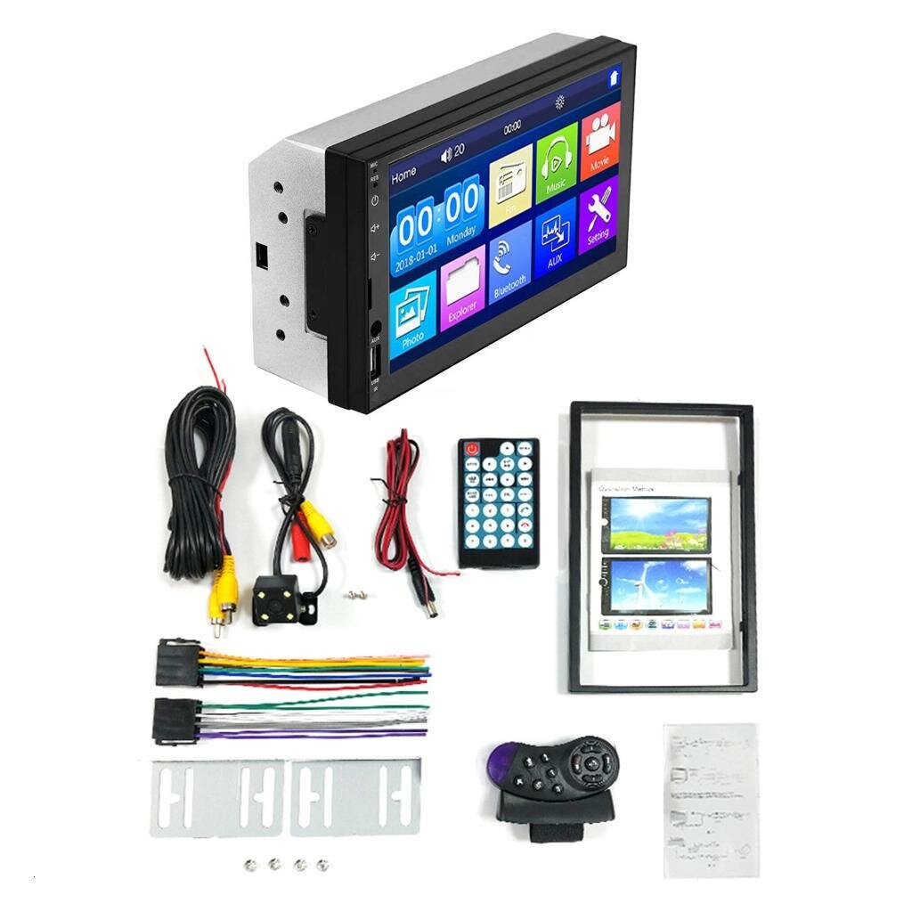 Universal BluetoothCompatible Radio Car 7 -дюймовый MP5 Multimedia Player Auto Digital Audiomusic Stereo Receiver Electronics, - Рамка для лица с квадратным