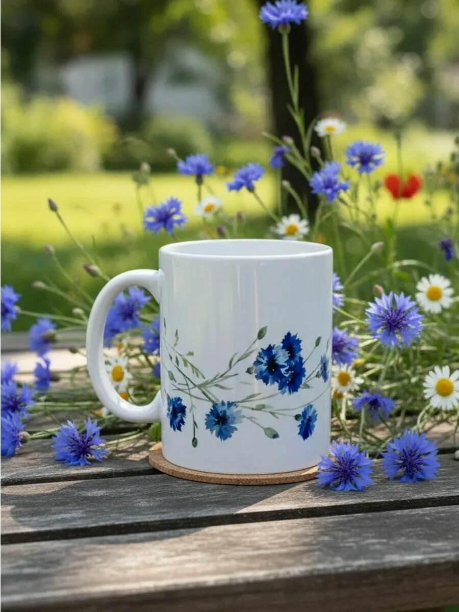 Кружка с цветами в стиле прованс