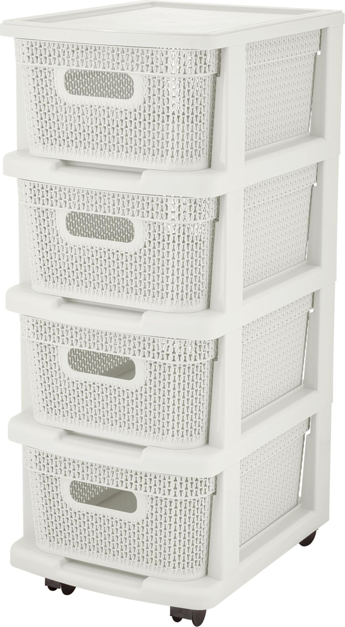 KEEPLEX KL379622048 Ajur с корзинами на колесиках четырехсекционный компакт 37х30х69см белое облако