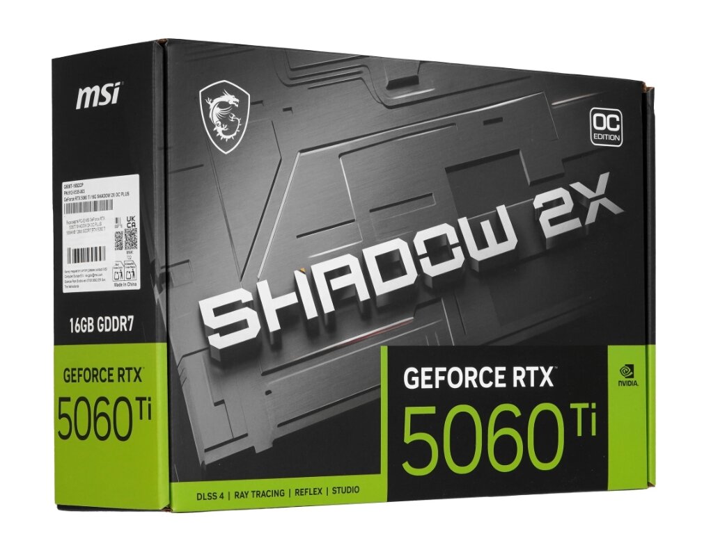 Видеокарта MSI GeForce RTX 5060 TI 16G SHADOW 2X OC PLUS